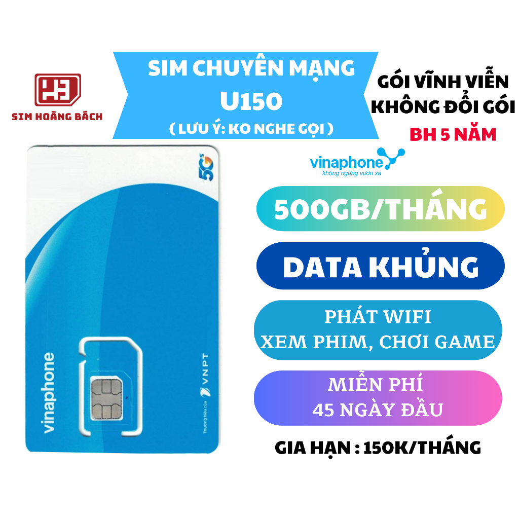 VINAPHONE gói U150 - 500GB FULL TỐC ĐỘ CAO - CHƠI GAME - PHÁT WIFI SIÊU KHOẺ | Shopee Việt Nam