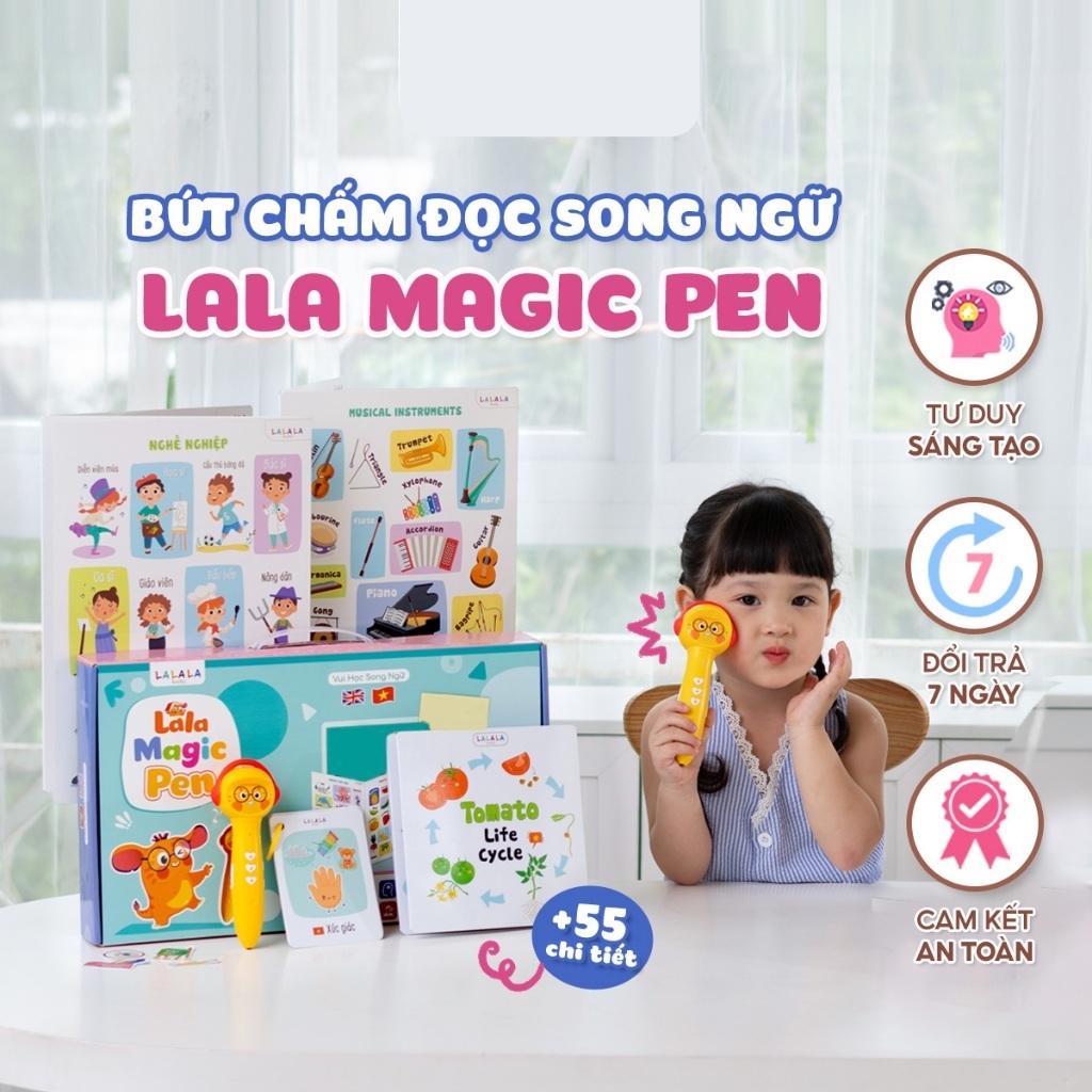 Lala Magic Pen - Bút chấm đọc song ngữ Anh Việt đồ chơi âm thanh tích ...