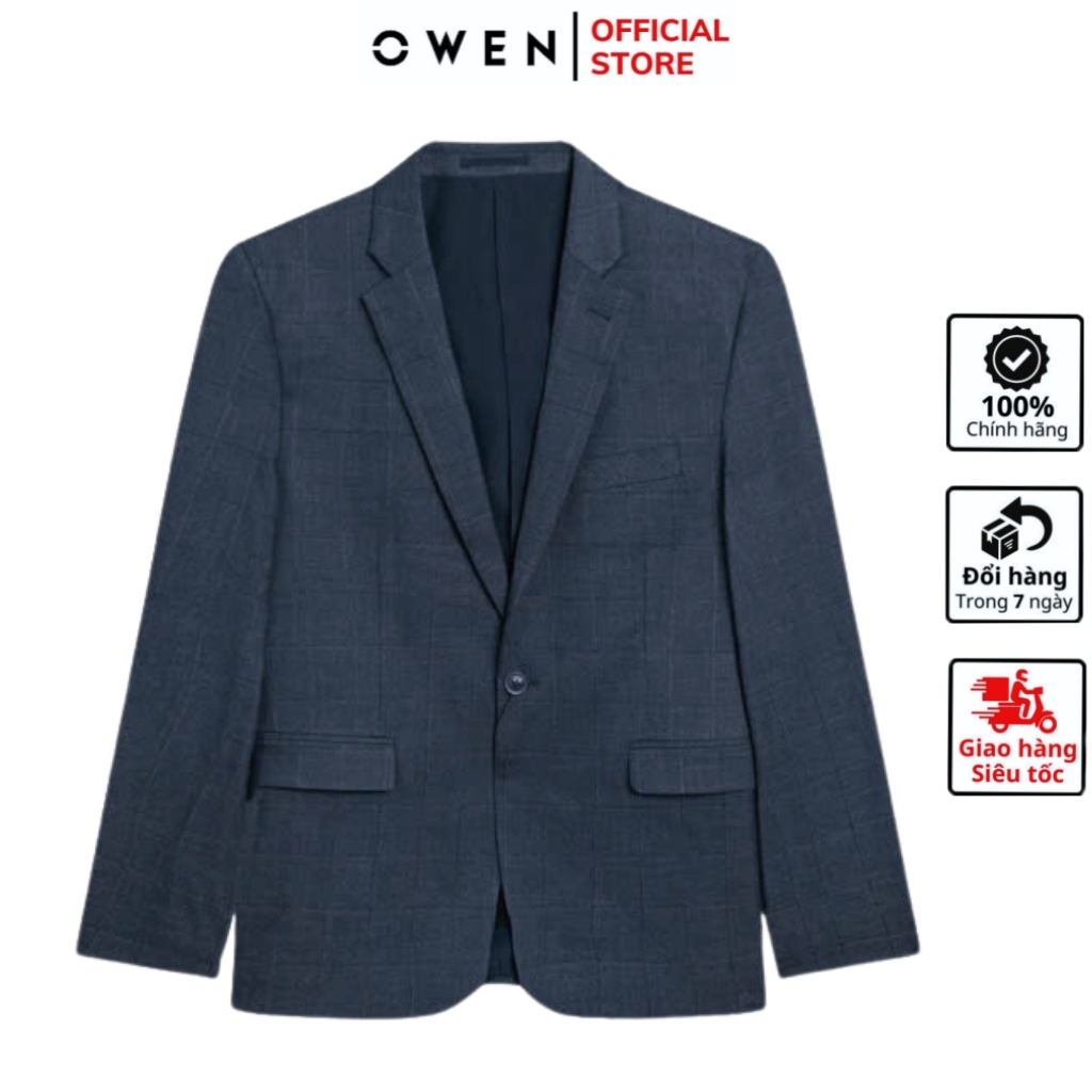 Áo demi nam công sở cao cấp OWEN BL241355 blazer màu màu xám đậm kẻ ...