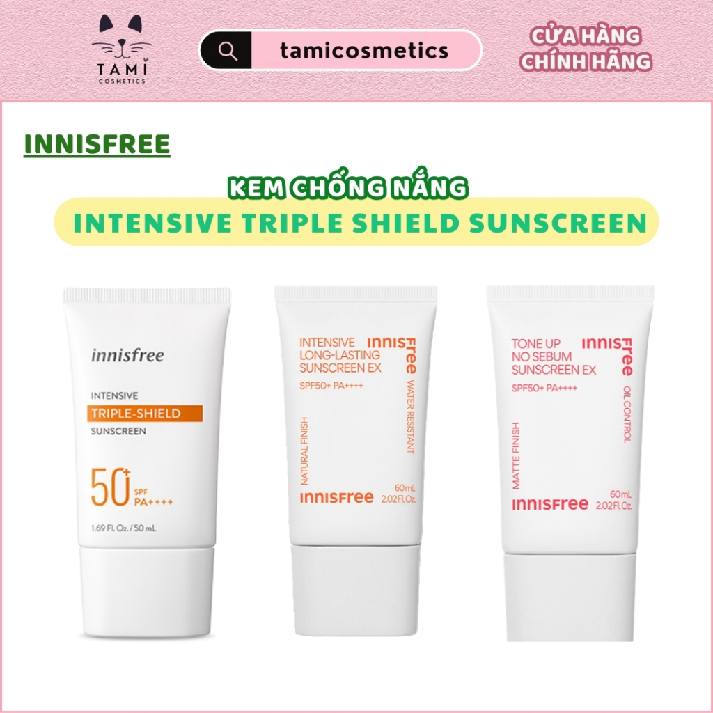 Kem Chống Nắng Innisfree Tone Up No Sebum / Triple Shield / Intensive Long Lasting Suncreen ...