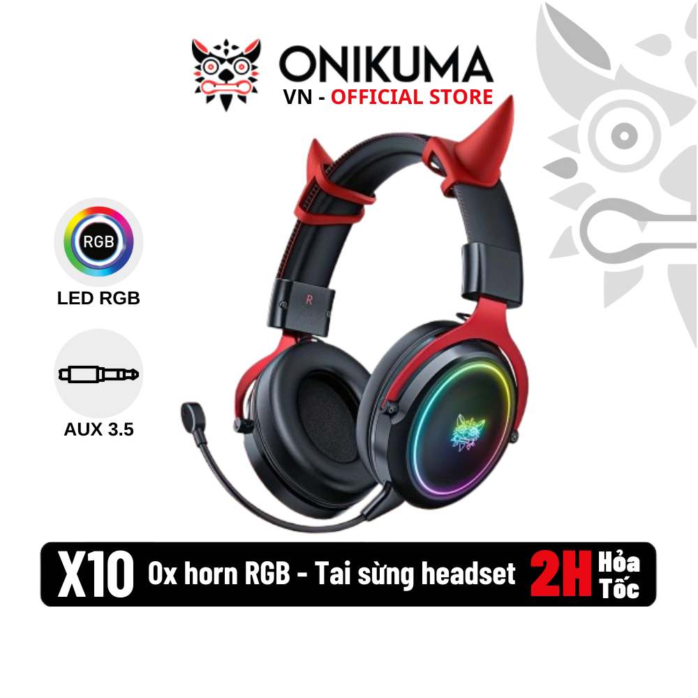 ONIKUMA X10 Ox Horn - Tai nghe gaming sừng - Cắm dây jack 3.5mm - Đèn ...