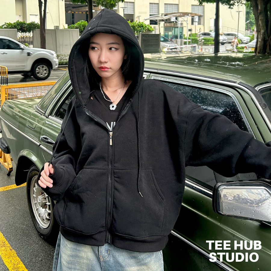 ZIP HOODIE BOXY - Áo khoác ZIP dây kéo trơn Basic TEEHUB | Shopee Việt Nam