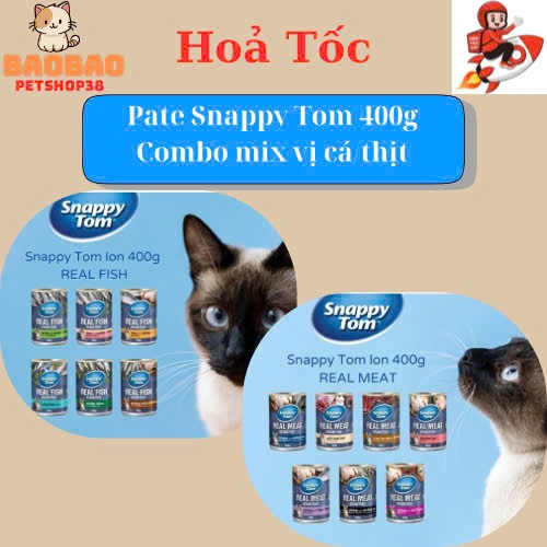 (Hỏa Tốc) Pate mèo Snappy Tom 400g - Pate Snappy tom cho mèo Real Fish ...