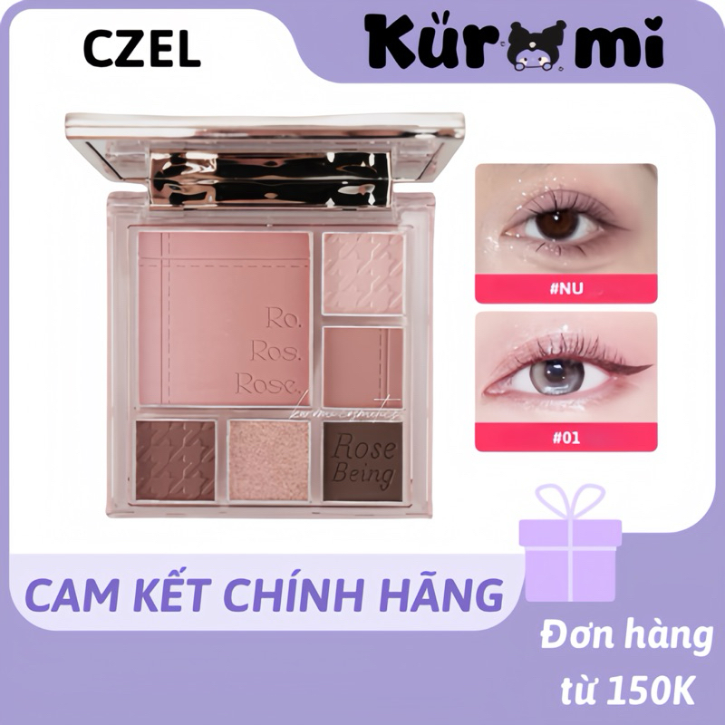 [CZEL] Bảng phấn mắt 6 ô Czel Màu Xám Hồng gradient Tông Đất gợn sóng ...