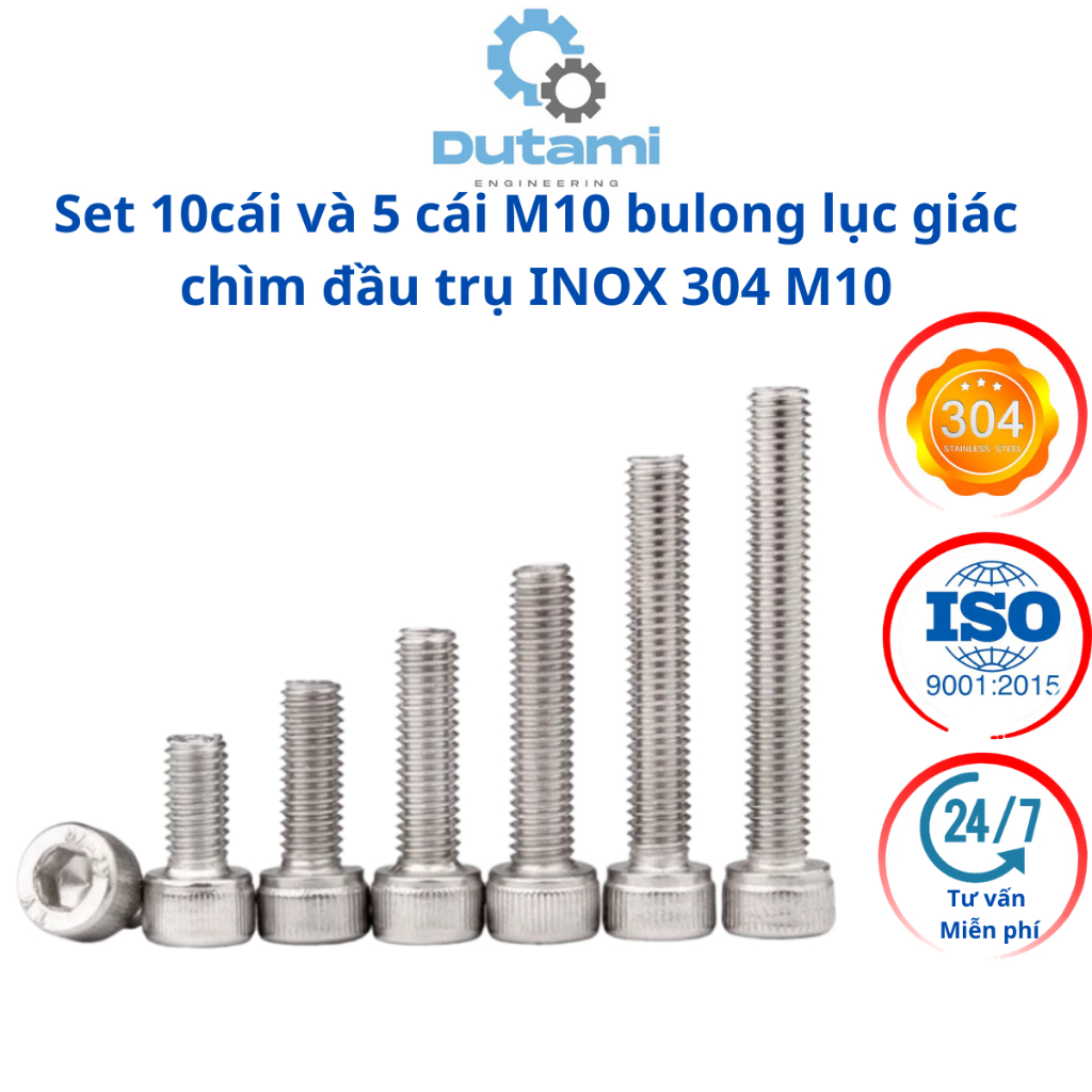 Bulong lục giác đầu trụ Inox 304 M10, Ốc lục giác inox 304 đủ size loại ...