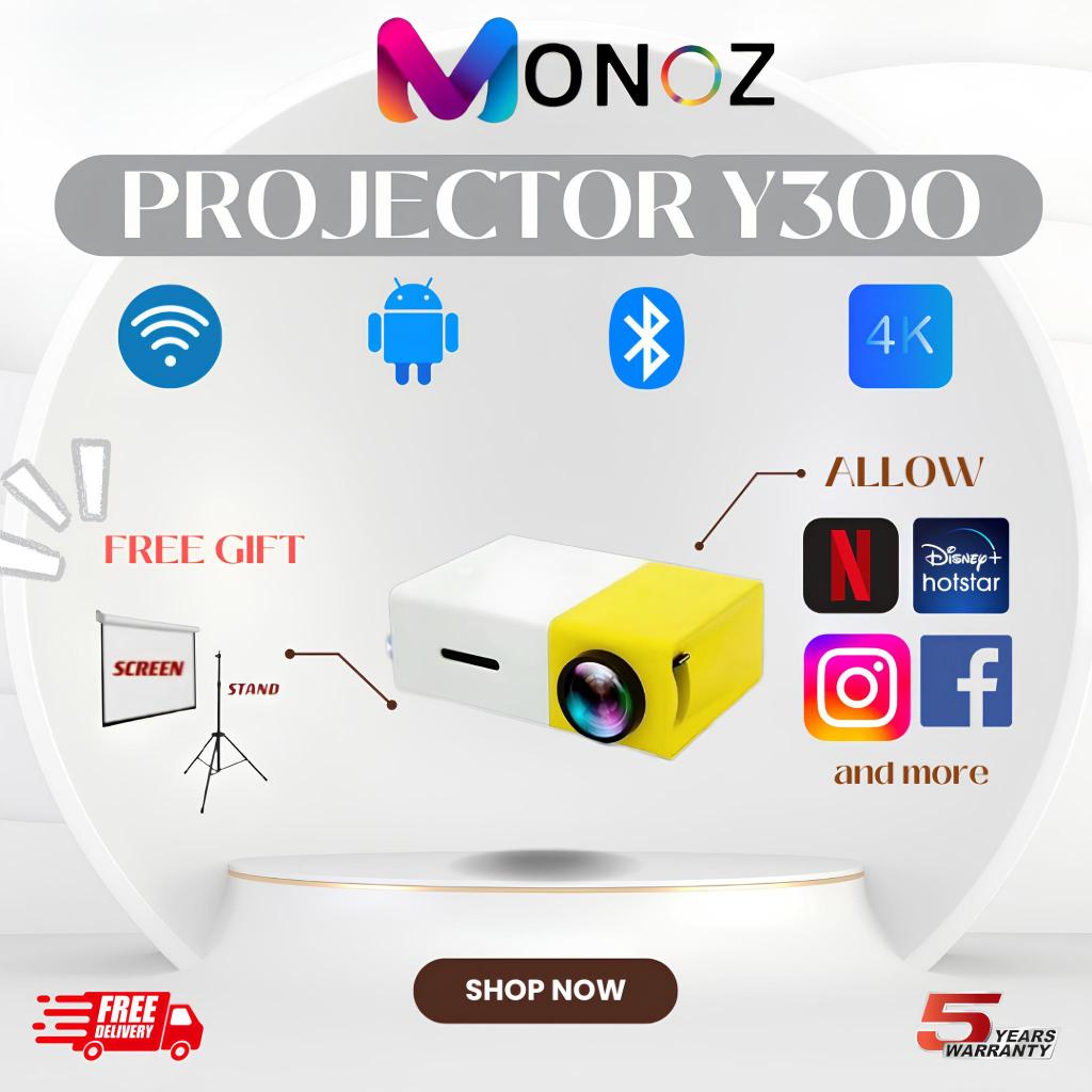 Monoz Y300 Máy Chiếu Máy Chiếu Mini Di Động HD 1080P Điện Thoại Laptop ...