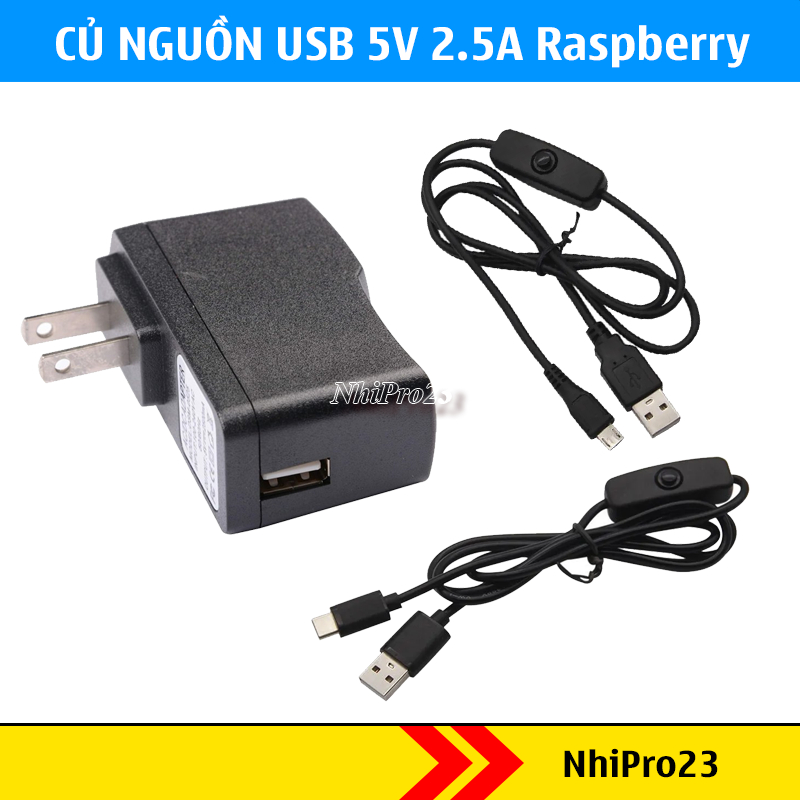 Nguồn USB 5V 2.5A ngõ ra Micro USB Type-c dây tháo rời tuỳ chọn ...