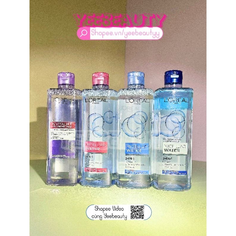 [HSD 2026/7- 400ml] Nước tẩy trang làm sạch và cấp ẩm cho da L'oreal Micellar Water 3-in-1 400ml ...