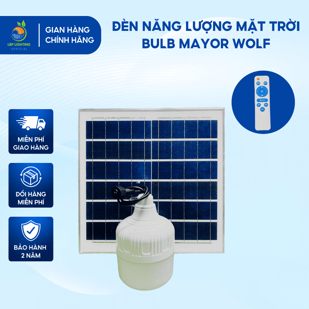 Đèn Năng Lượng Mặt Trời Bulb Mayor Wolf Công Suất 50W Vỏ Nhựa ABS Bền ...