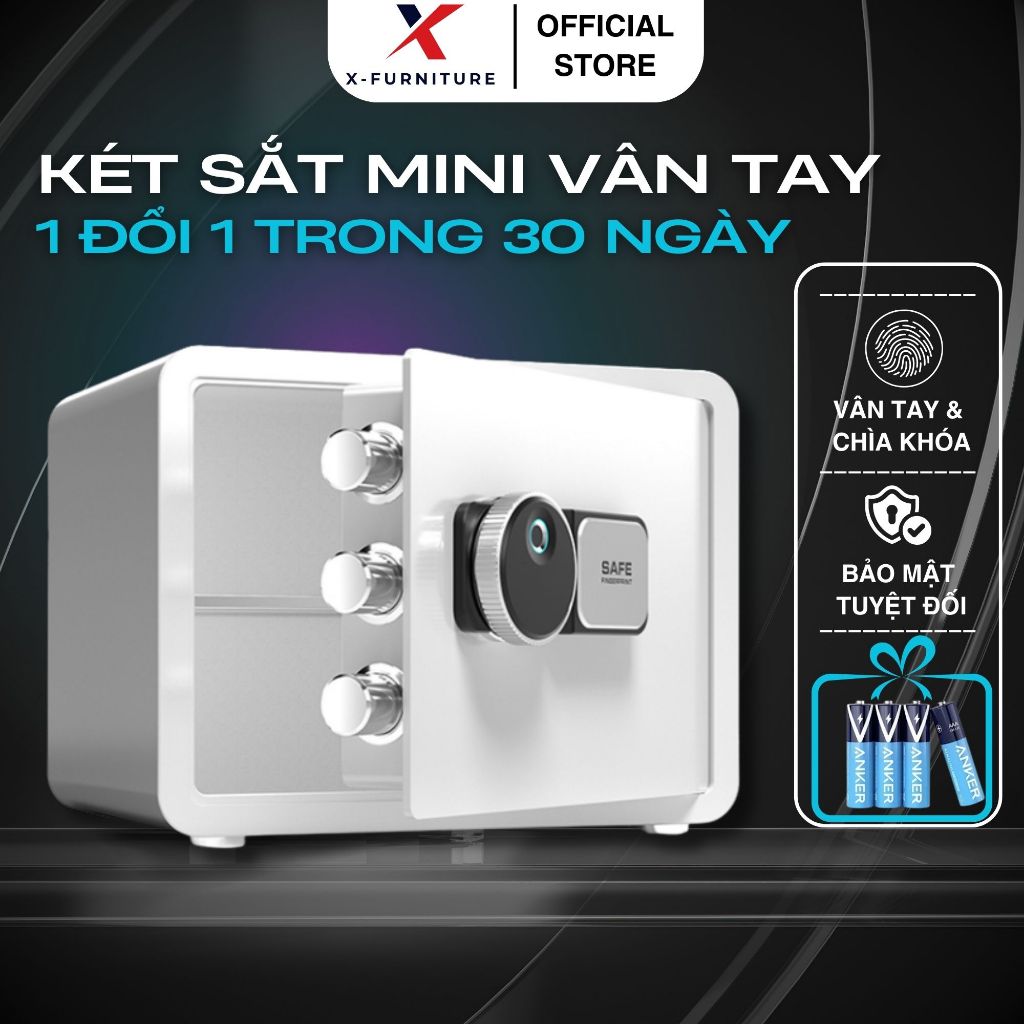 Két Sắt Mini SAFE Két Sắt Đen Trắng 2 Bản Vân Tay, Mật Khẩu KT ...