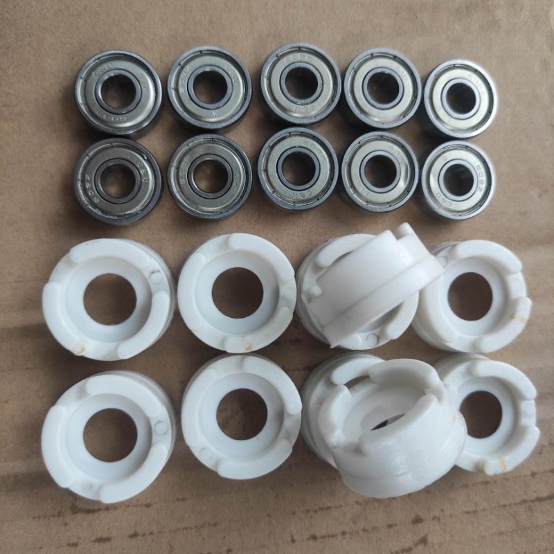 Combo 10cái sơ mi nhựa ABS,nhựa PA,nhôm và 10cái bạc đạn,vòng bi 608 nắp sắt tháo máy dùng cho ...