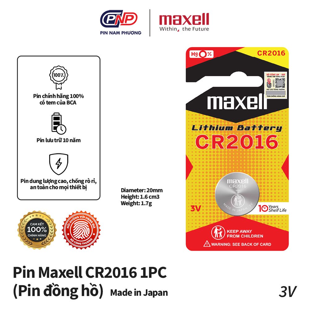Pin Maxell CR2016 1PC - Dùng cho cmos remote smartkey cửa cuốn xe máy ...