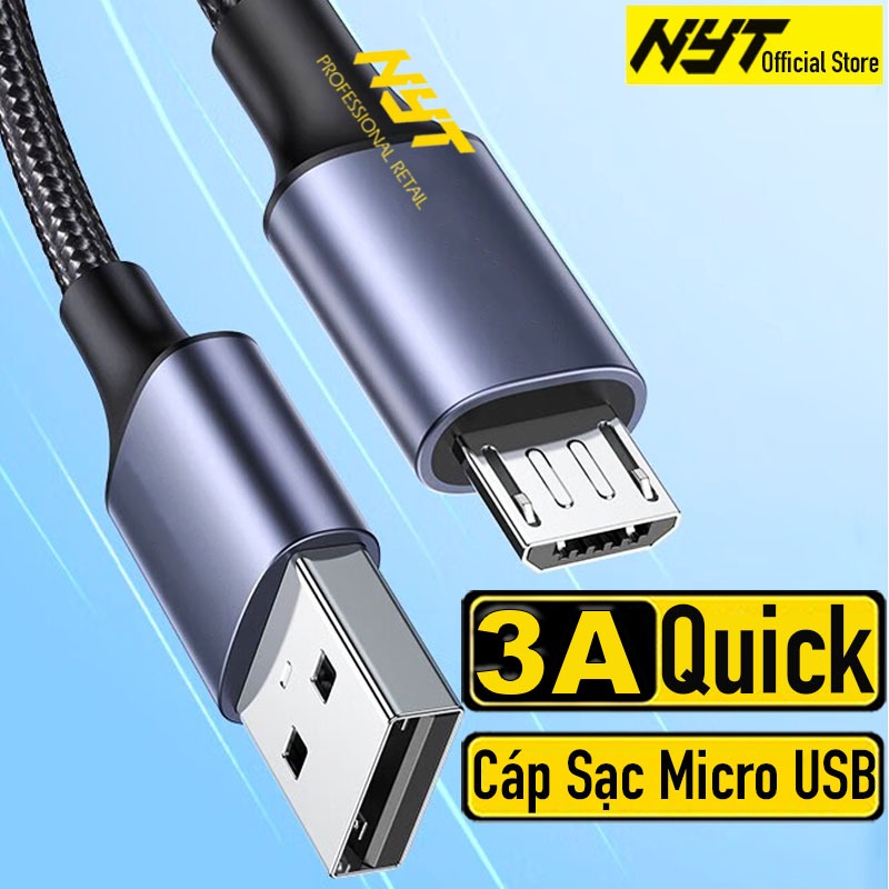 Cáp Sạc Nhanh 3A QC 3.0 Cổng Micro USB NYT - Dây Bện Lưới Nhôm Cao Cấp ...