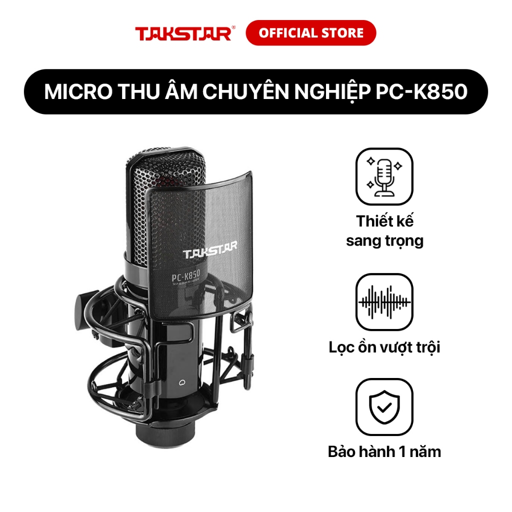Mic Thu Âm Hát Livestream Karaoke Chuyên Nghiệp Takstar PC-K850 Chính Hãng Cao Cấp, Độ Nhạy Cao ...