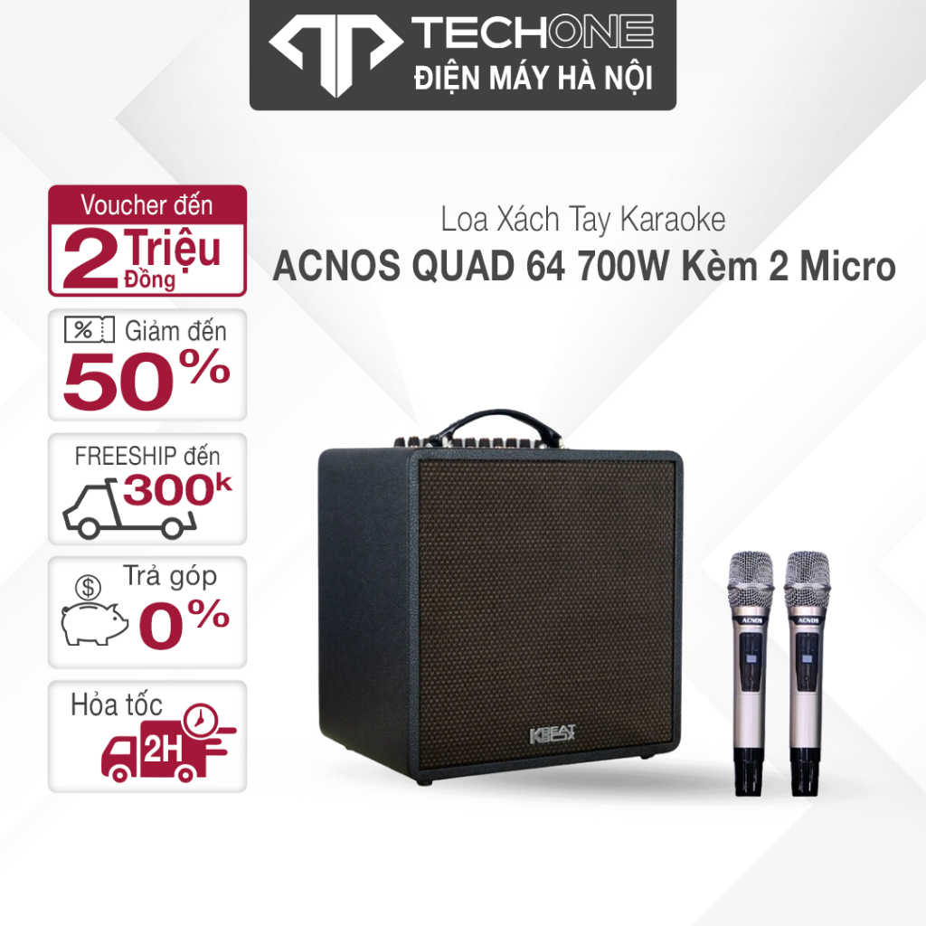 Loa Xách Tay Karaoke ACNOS QUAD 64 Ver 2 700W (PMOP) Mẫu 2025 Tặng Kèm ...