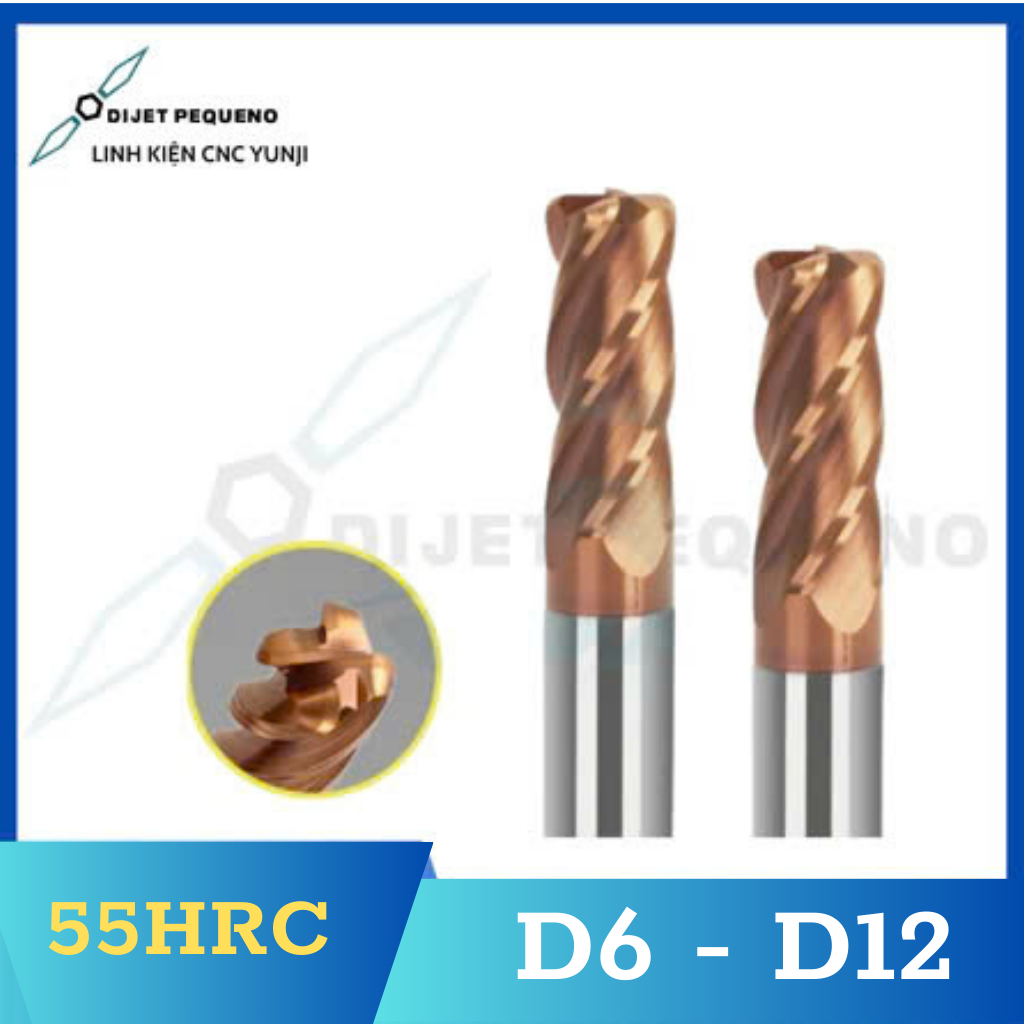 D6-D12 Dao Phay Mũi Tròn 4 Me Cắt Độ cứng 55HRC | Shopee Việt Nam