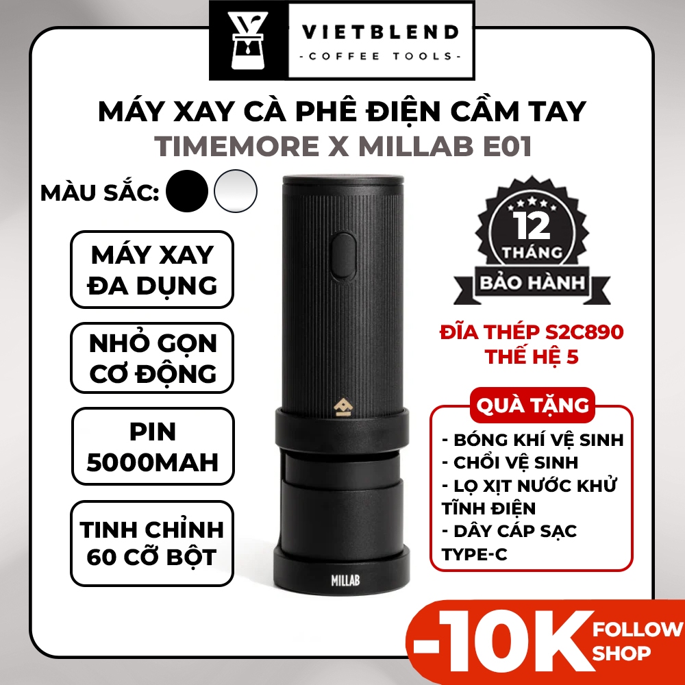 Máy xay cà phê điện cầm tay Timemore x Millab E01 (Pin sạc) - Hàng chính hãng | Shopee Việt Nam