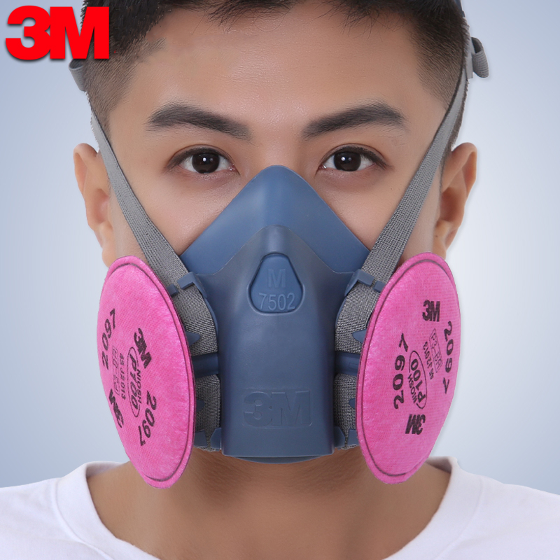 Mặt nạ phòng độc 3M 7502 + 2097 (chống bụi hàn xì, cắt mài kim loại, bụi bột đá, bụi mùn gỗ ...