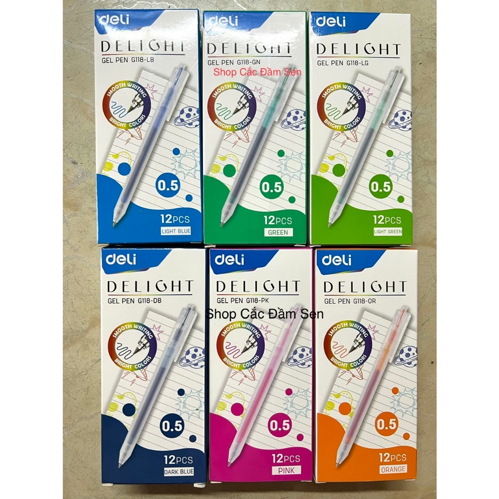 Bút nước mực GEL PEN bấm nhiều màu 0.5mm Deli G118 / EG118 xinh xắn ...
