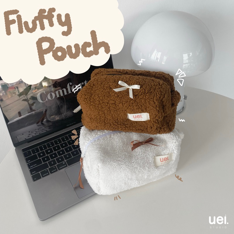 [Có sẵn] Fluffy Pouch Bag - Túi Pouch lông đựng đồ makeup, hộp bút ...