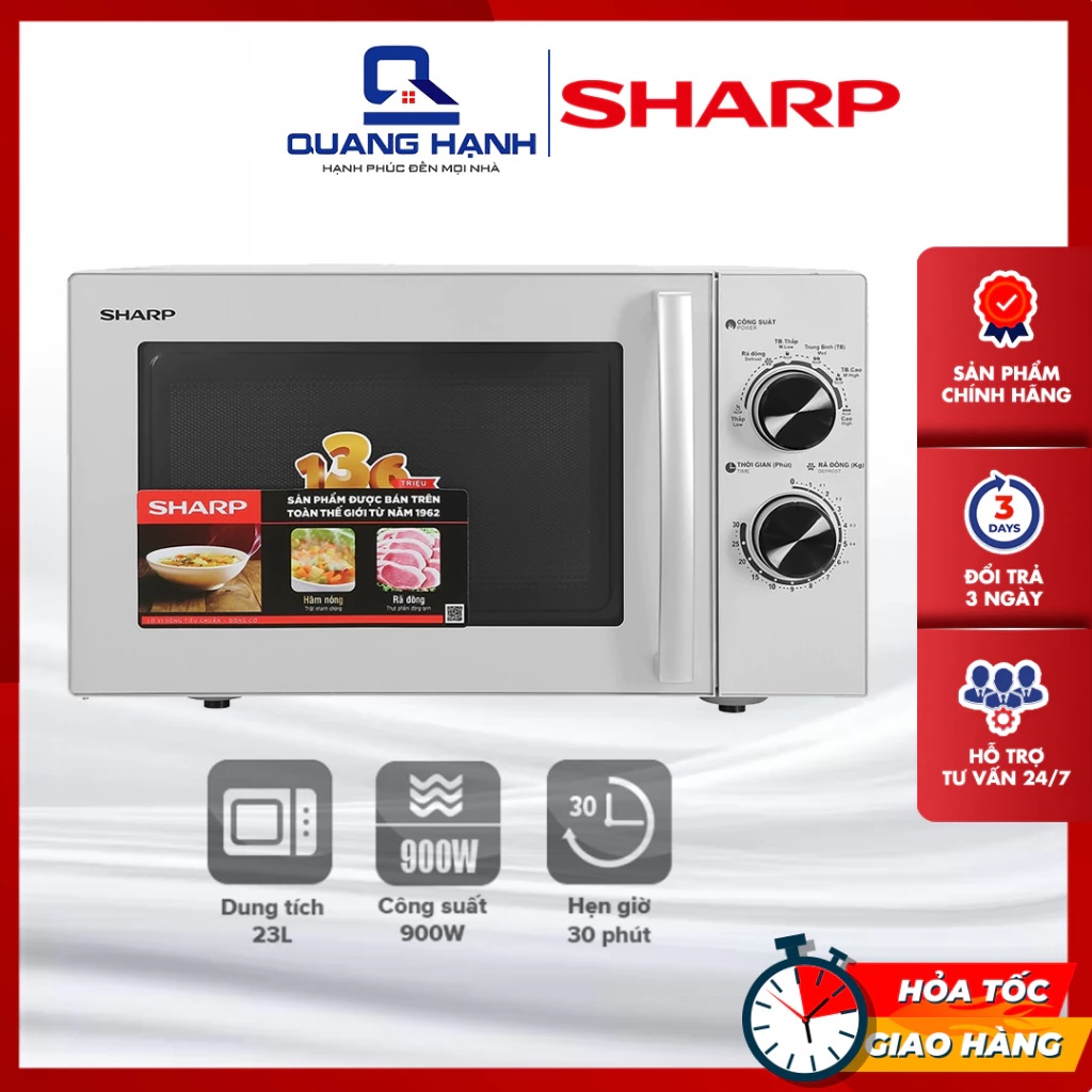 Lò vi sóng 23 lít Sharp R-32A2VN S, 900W Bảo hành chính hãng | Shopee Việt Nam