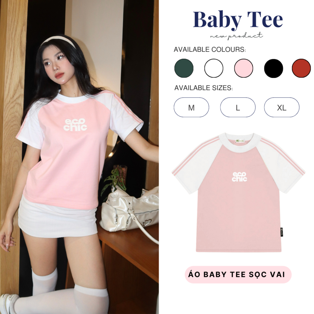 Áo Thun Baby Tee ECOCHIC RETRO LINE Local Brand Chính Hãng Form Ôm Tay Lỡ Nữ Fit Body Cổ Tròn ...