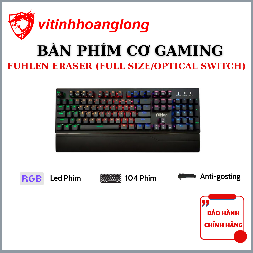 Bàn phím cơ Fuhlen Eraser (Full size/Optical Switch) - Bảo hành 24 ...