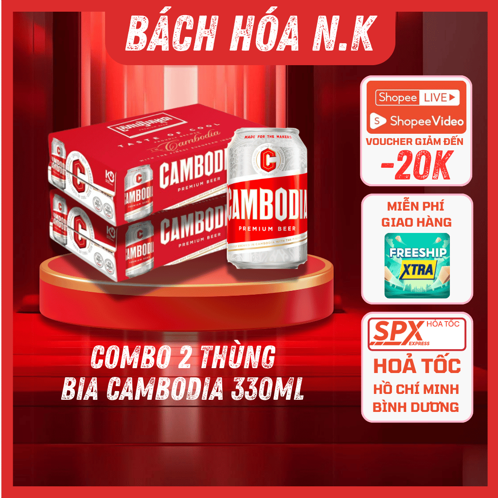 Combo 2 Thùng Bia Cambodia Premium Lon Bia Campuchia 5% Thùng 24 Lon x ...