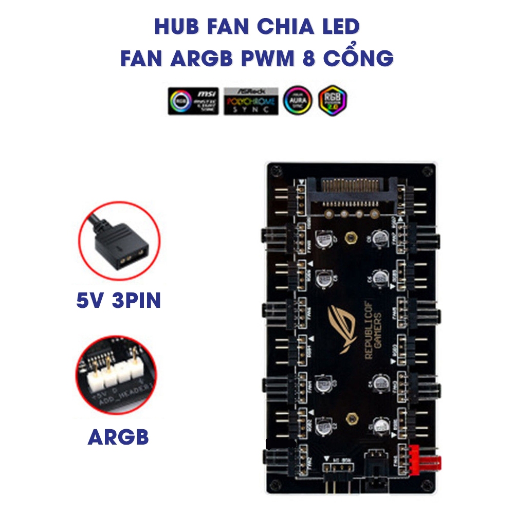 Hub Fan Led 5v Argb Kết Hợp 4pin Pwm 8 Cổng Shopee Việt Nam