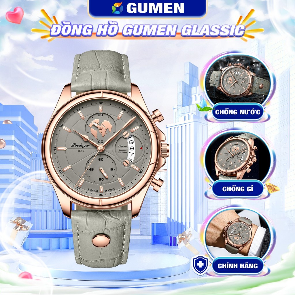 Đồng hồ nam gumen Glassic Pd09 chính hãng uy tín thương hiệu đắng cấp đến từ thụy sĩ | Shopee ...