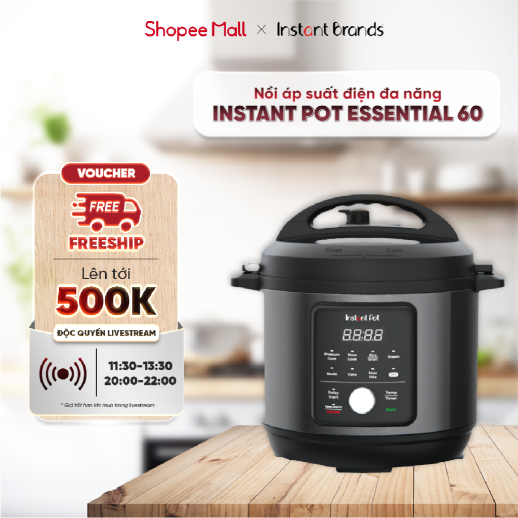 Nồi áp suất điện đa năng Instant Pot ESSENTIAL 60 9in1, dung tích 5.7L, Bảo hành chính hãng 12 ...