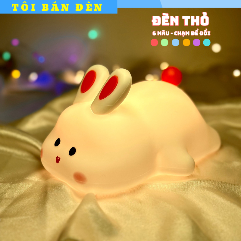 Đèn ngủ silicon thỏ con, đèn ngủ hình con vật, đèn ngủ trang trí cảm ...
