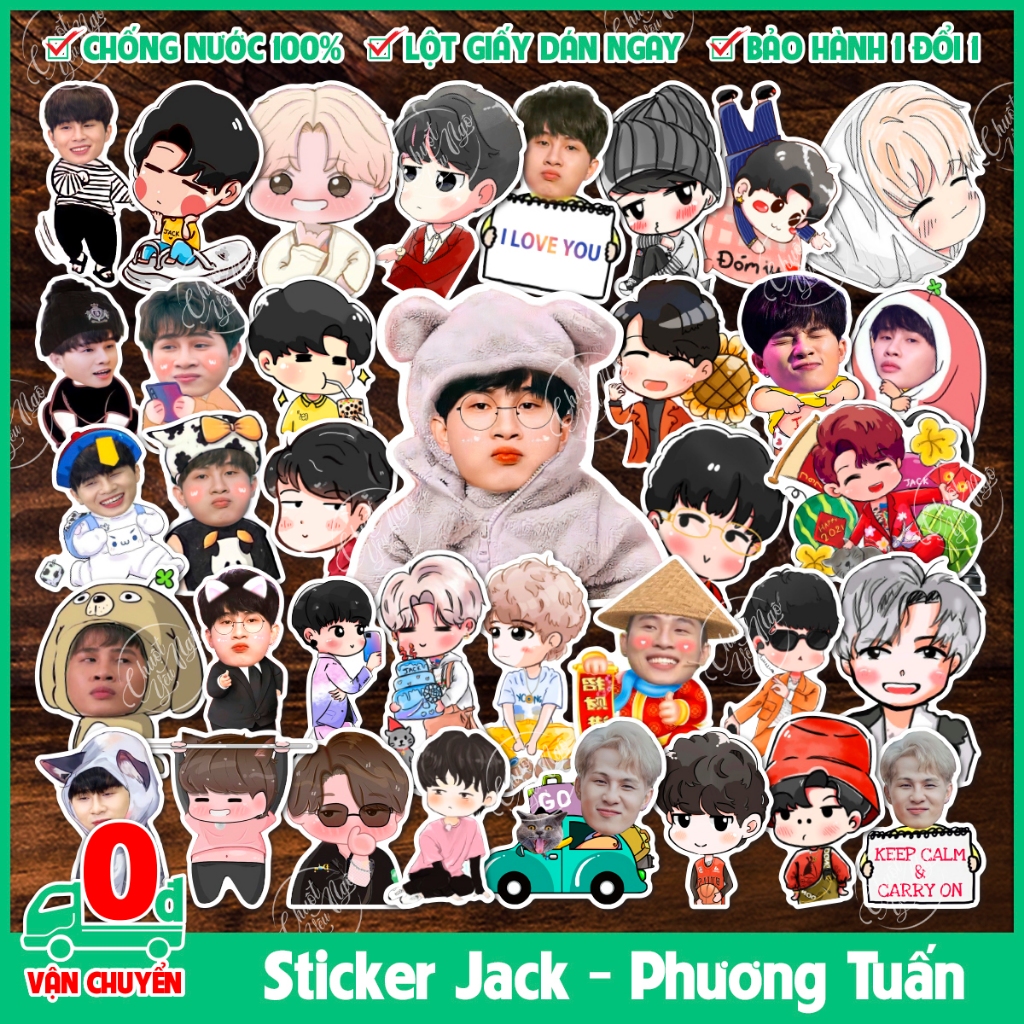 Combo 100 sticker hình dán decal chống nước chủ đề JACK J97 Phương Tuấn ...