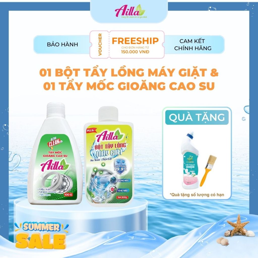 Combo Bột Tẩy Lồng Máy Giặt Ailla 300Gr, Tẩy Mốc Gioăng Cao Su Ailla ...
