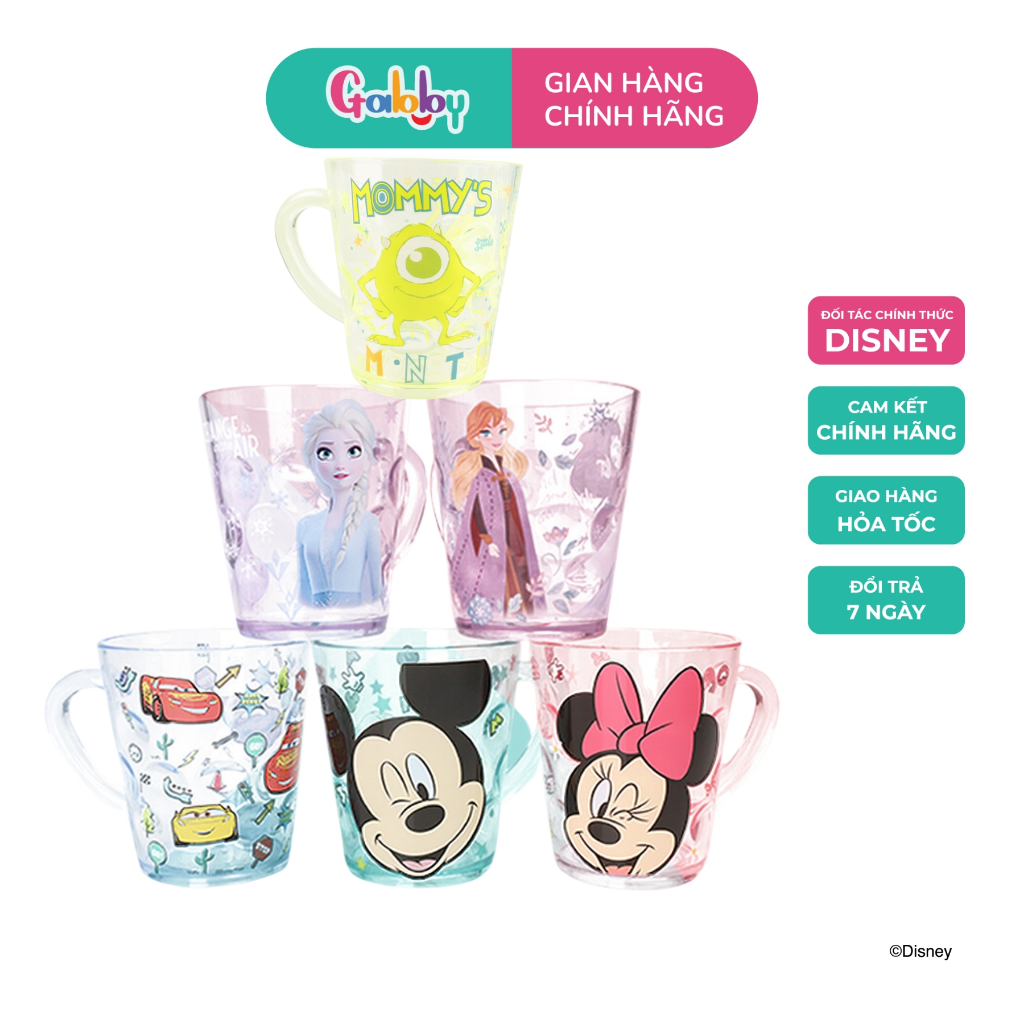 Ly Nhựa Oasis Park Tay Cầm Disney 260ml (Mickey,Minnie,Elsa,Frozen,Sulley,Mike,SnowWhite ...