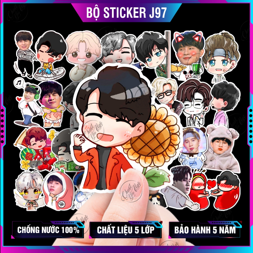 Combo 100 sticker J97 JACK phương tuấn đom đóm meo meo chibi dễ thương ...