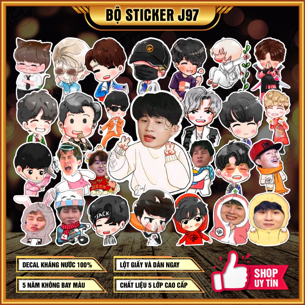Combo 100 sticker meme JACK J97 hình dán phương tuấn meo meo đom đóm ...