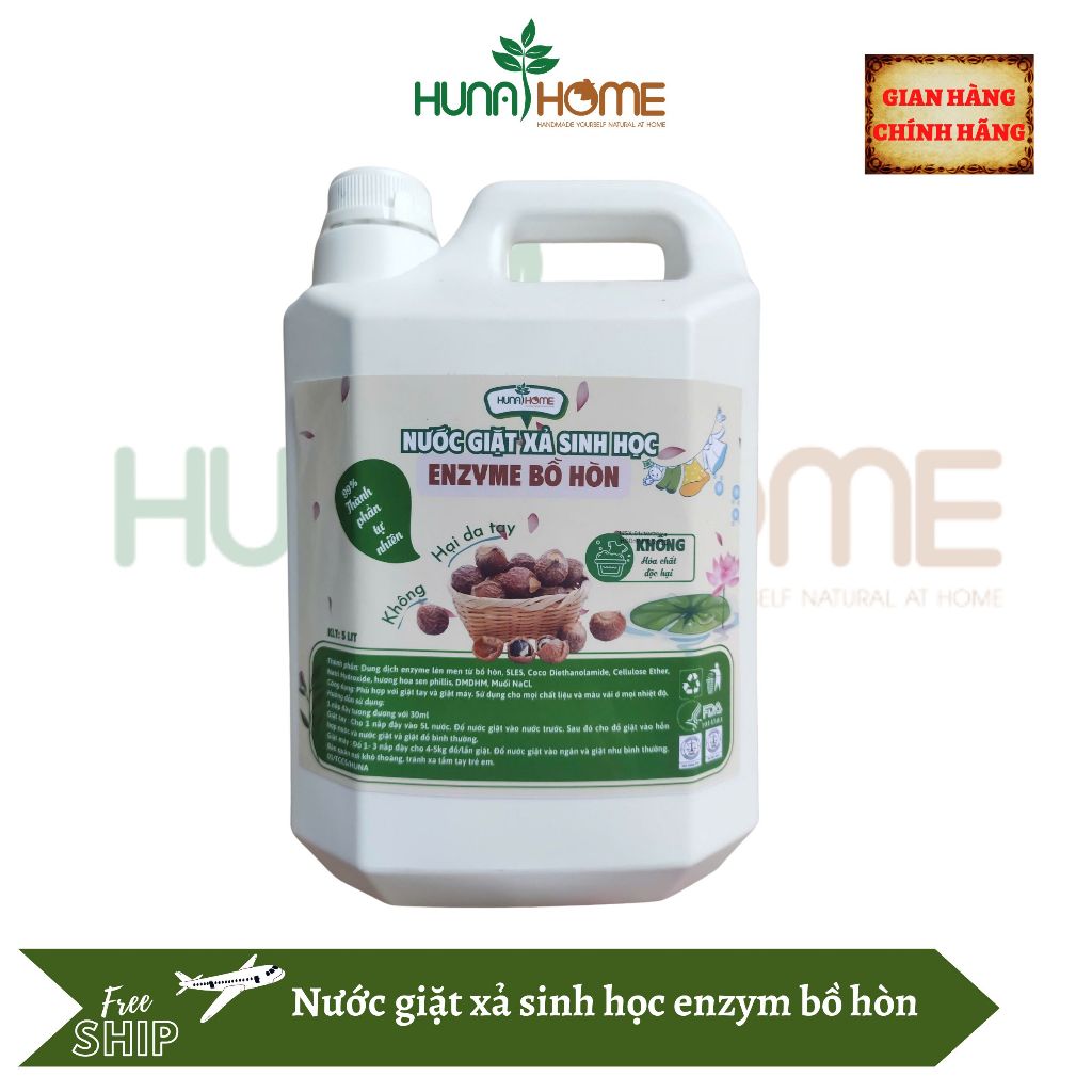Nước giặt xả sinh học enzym bồ hòn Huna Home can 5 lít | Shopee Việt Nam
