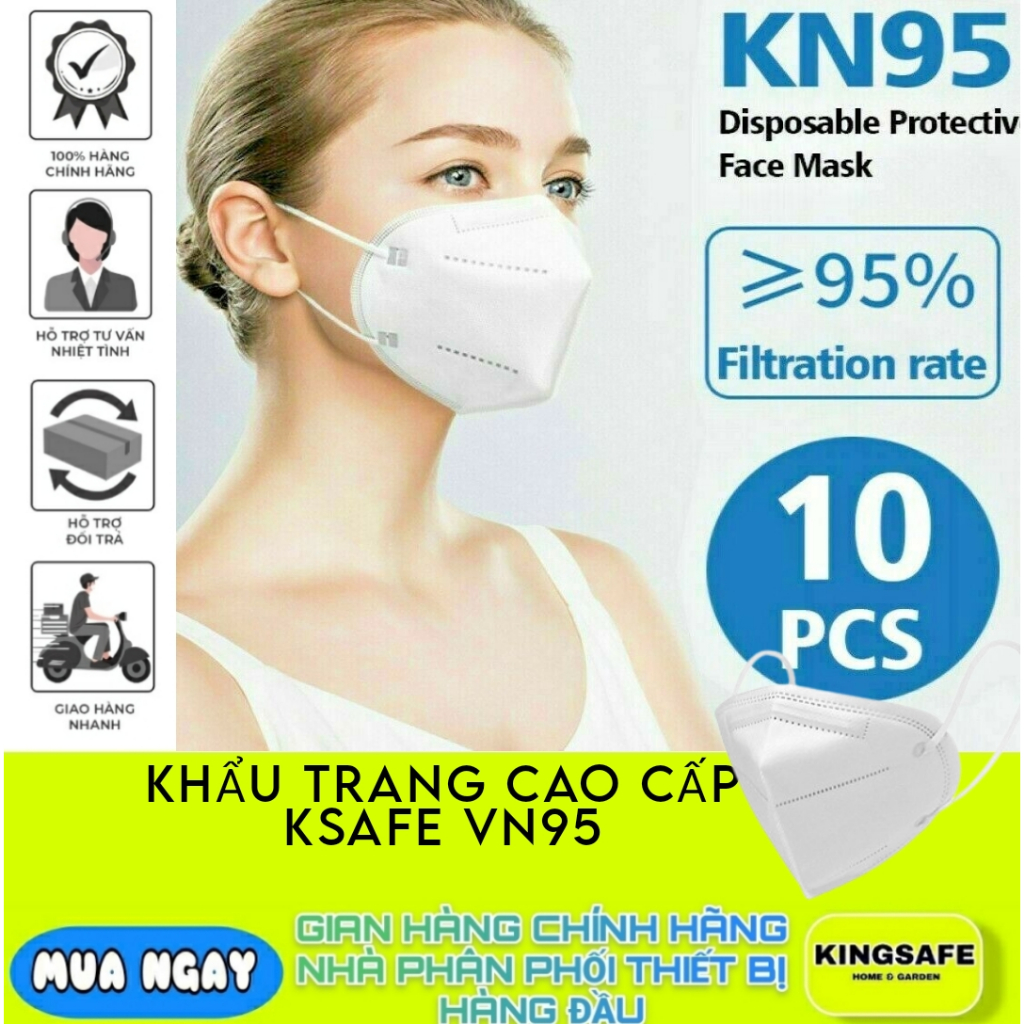 KHẨU TRANG Y TẾ KHÁNG KHUẨN KINGSAFE VN95 , LỌC ĐẾN 95% BỤI VÀ VI KHUẨN ( 1 TÚI / 10 CÁI ...