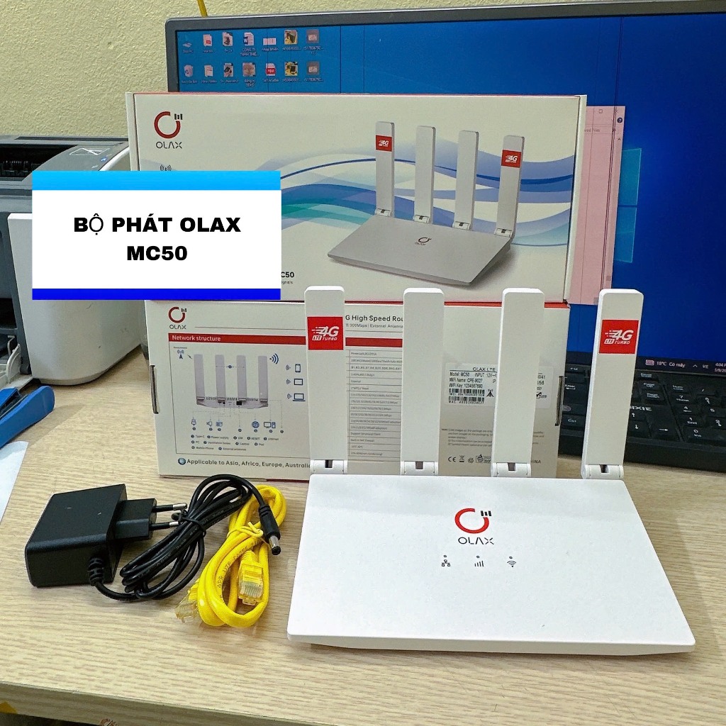 Bộ Phát Wifi Từ Sim 4G LTE TURBO OLAX MC50. 4 Anten Kết nối nhiều thiết bị, lắp đặt camera, ô tô ...
