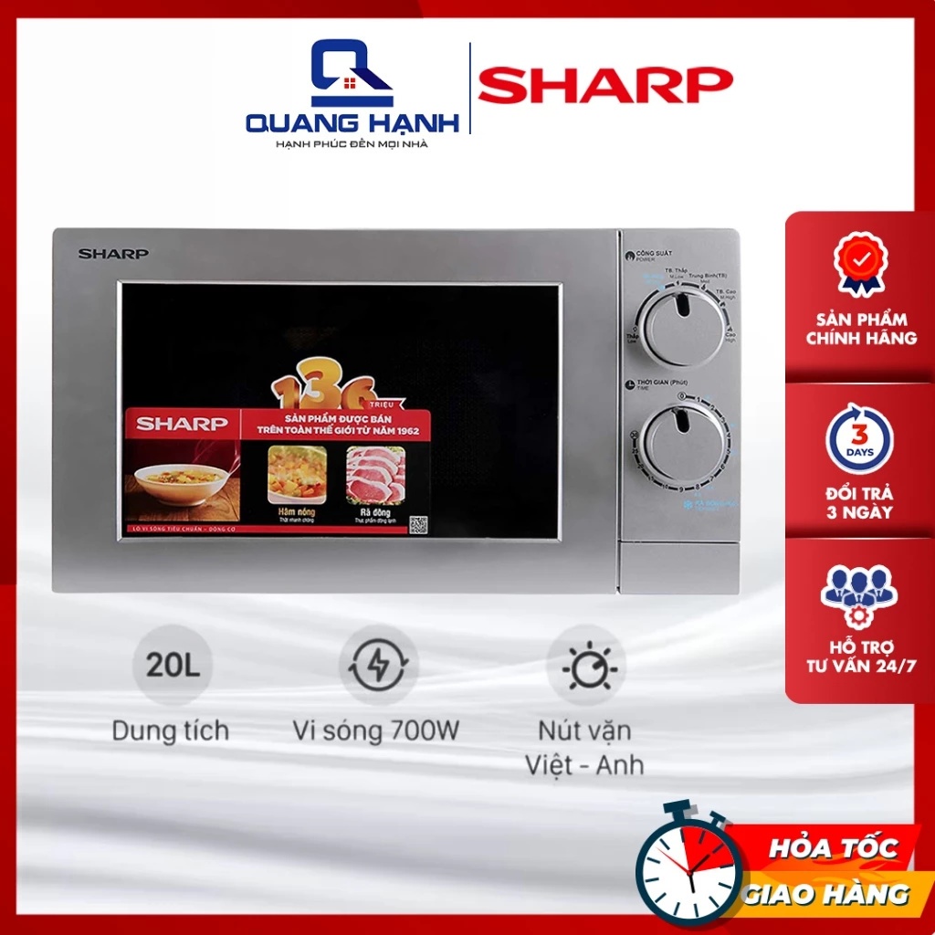 Lò vi sóng Sharp R-207VN SL dung tích 20 lít 700W | Shopee Việt Nam