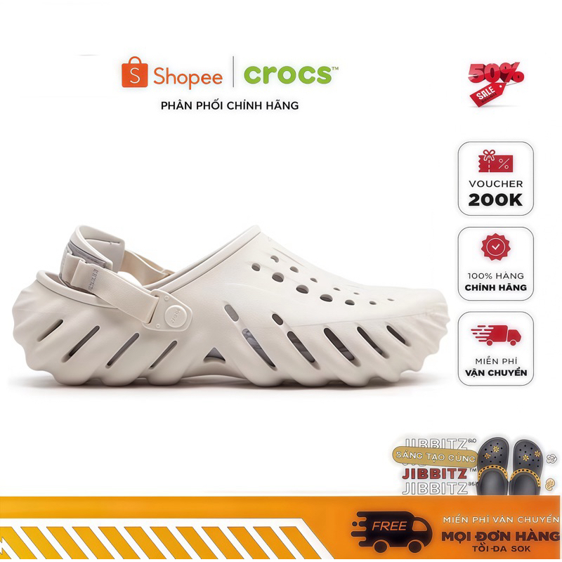 [ CHÍNH HÃNG ] GIÀY CLOG UNISEX CROCS ECHO - BONE-freeship | Shopee Việt Nam