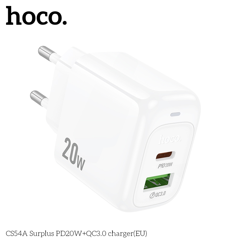 Củ sạc nhanh HOCO CS54A hỗ trợ sạc nhanh 20W chân cắm tròn có 1 cổng ...