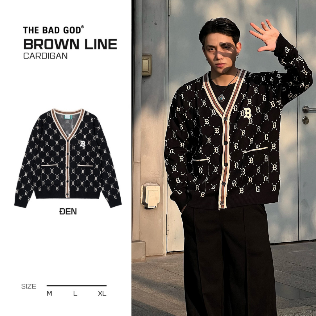 Áo khoác len Cardigan mùa thu đông The Bad God Brown Line | Shopee Việt Nam