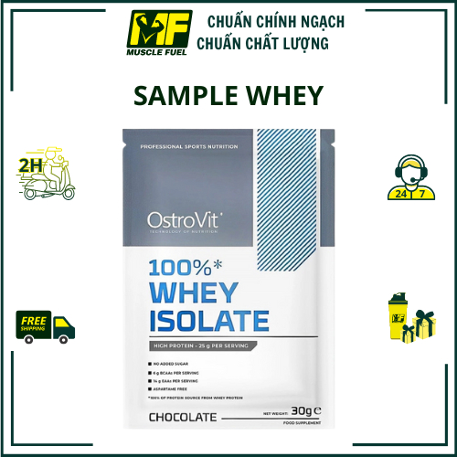 [HÀNG CÔNG TY] Sample Whey OstroVit 100% Whey Isolate 30g, mùi vị ngẫu nhiên - Hỗ trợ tăng cơ ...