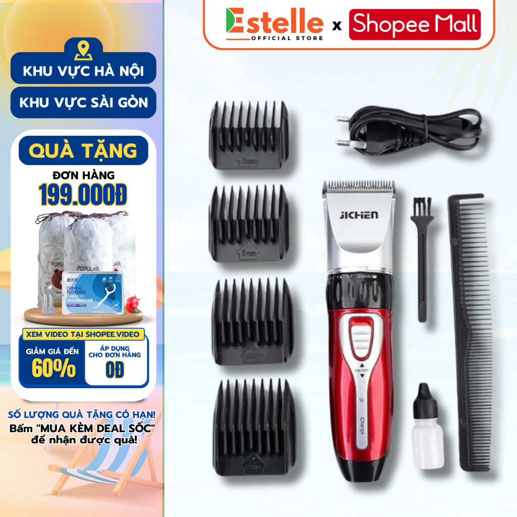 Tông Đơ Cắt Tóc ESTELLE, Máy Hớt Tóc Tại Nhà Gia Đình Cho Trẻ Em Sạc ...