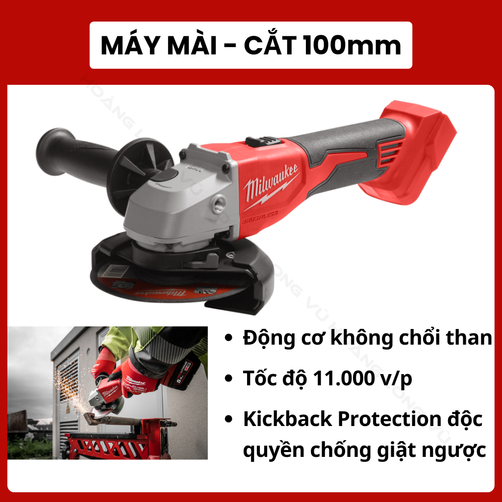Máy mài góc M18 BLSAG100X Milwaukee Tính năng Kickback Protection độc ...