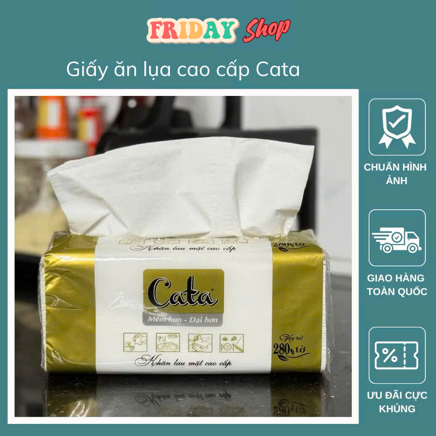 Khăn giấy ăn rút lụa Cata, giấy ăn cao cấp khổ lớn siêu dai và mềm mịn ...