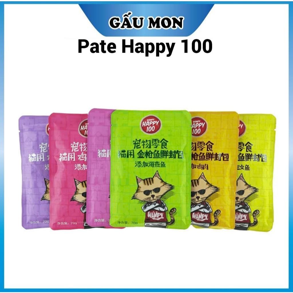 (20 Gói) Pate Wanpy Happy 100 cho mèo gói 70gr - Thức ăn ướt cho mèo ...