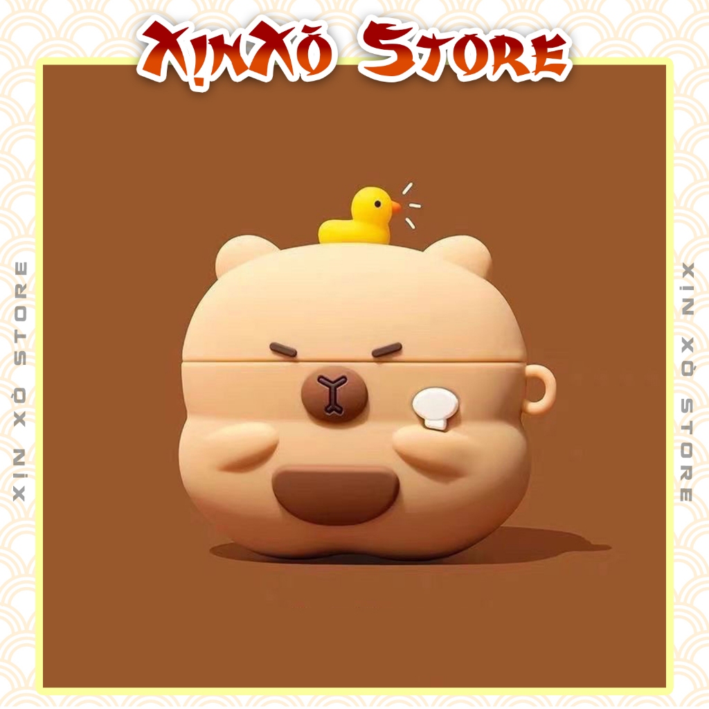 Vỏ ốp Airpod Case Airpods 1 2 3 Pro Capybara dễ thương kèm móc khóa cao ...